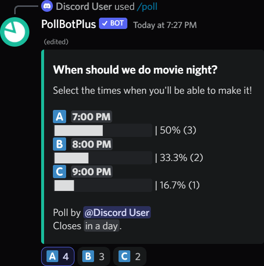 PollBotPlus | Make Beautiful Polls on Discord.